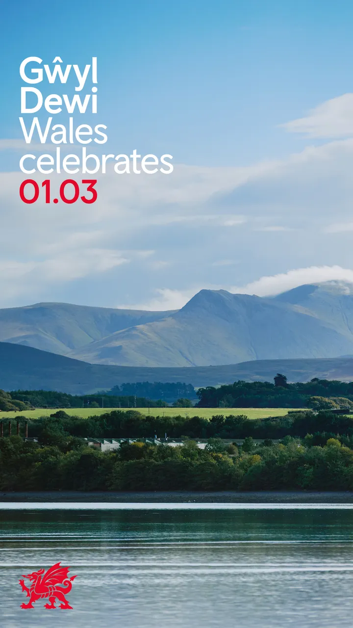 Gwyl Dewi - Zoom background - Portrait - Menai Strait - date - Wales ...